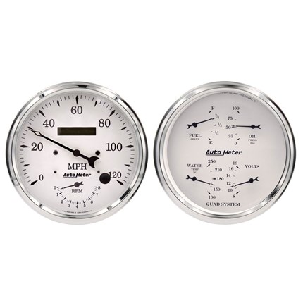 AutoMeter 2 Pc. Gauge Kit, 5" Quad & Tach/Speedo, 240-33 ?, Old Tyme ...